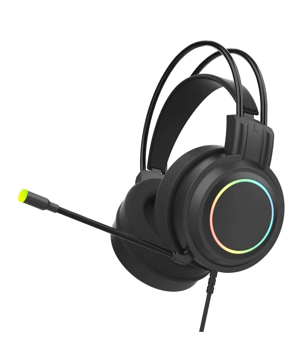 Проводная компьютерная игровая гарнитура Perfeo, RGF EARTH, переходник для разъема 3,5 мм (4 pin), подсветка USB (LED), 1,8 м, черная.