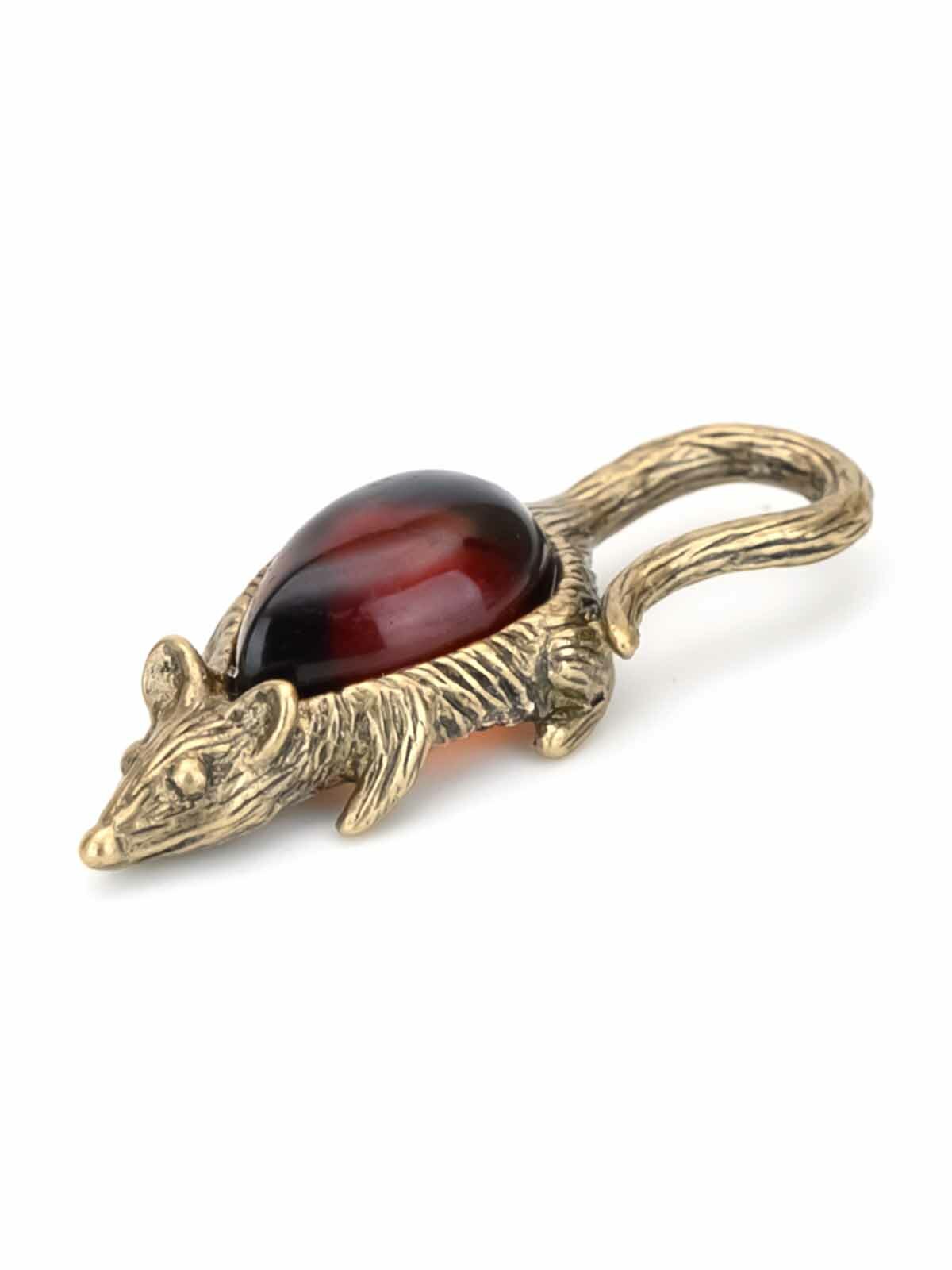 Сувенирная фигурка - Кошельковая мышь с кабашоном, Янтарь