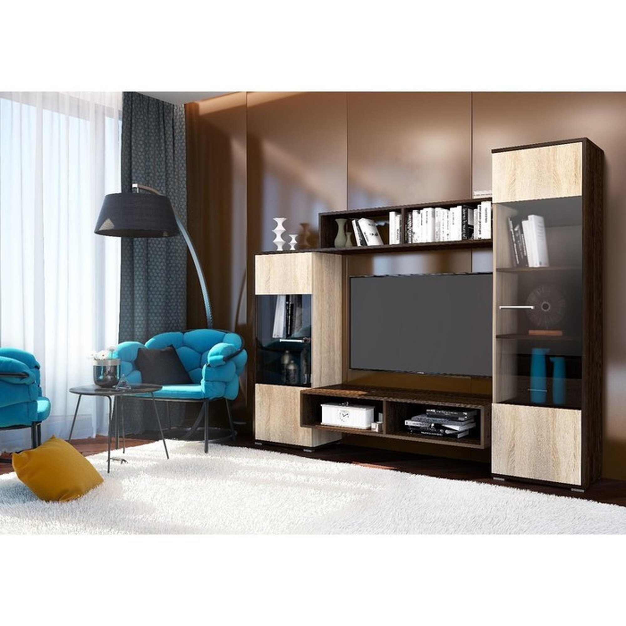 Гостиная Сима-ленд «РИО» кантерберри/дуб сонома, ЛДСП, 2000x1642x446мм