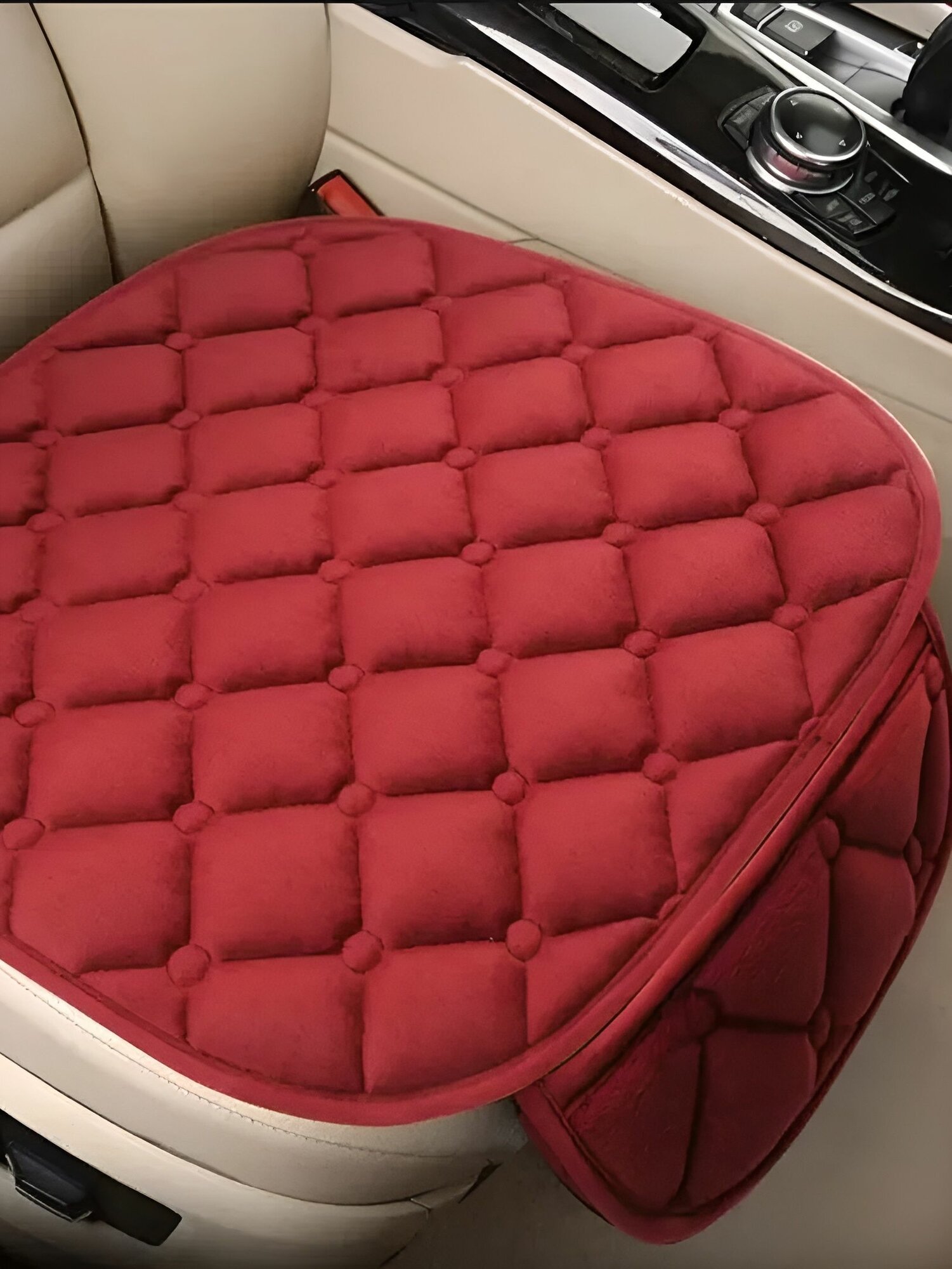 Накидка на сиденье автомобиля Slamari / Красный цвет / Ромб / 1 шт.