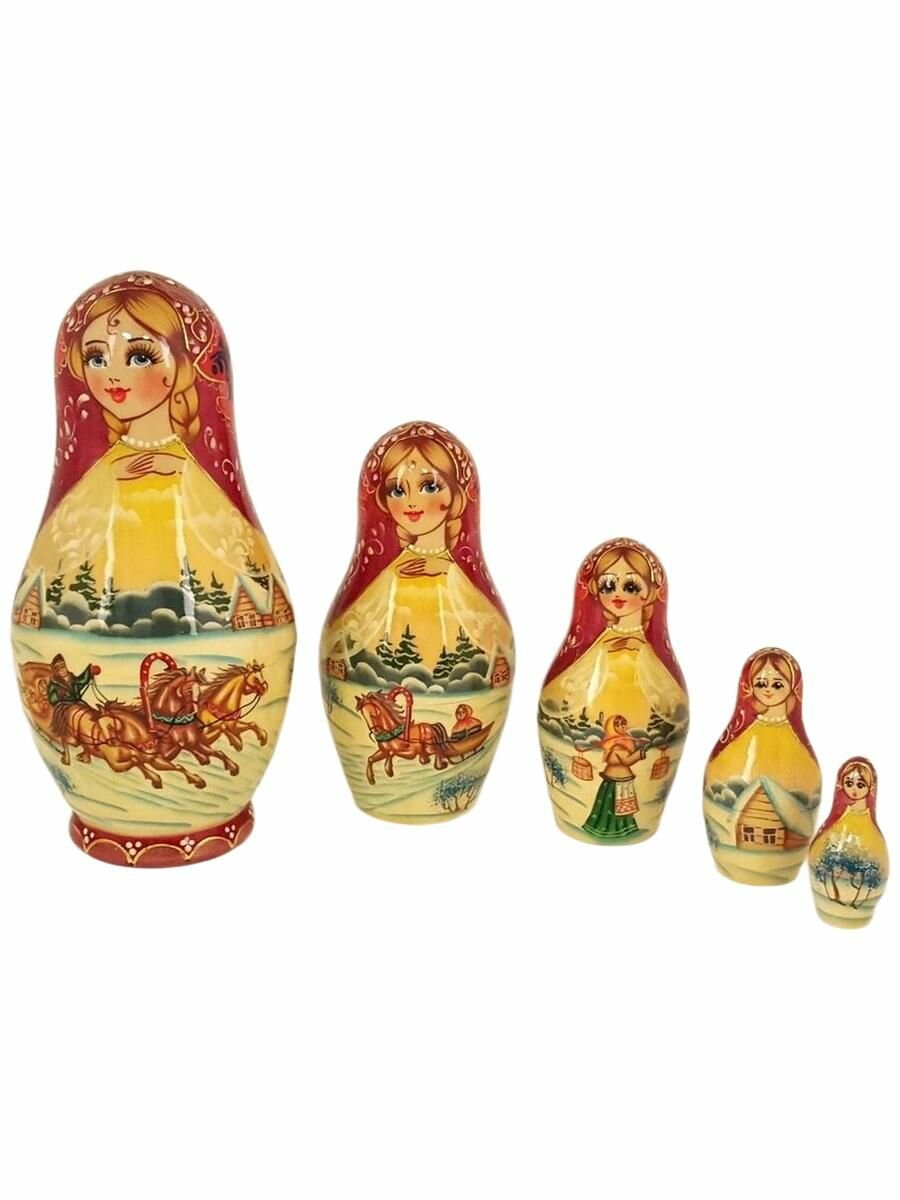 Матрешка авторская 5 предметов "Узор" (360), Вятская матрешка, ручная авторская работа
