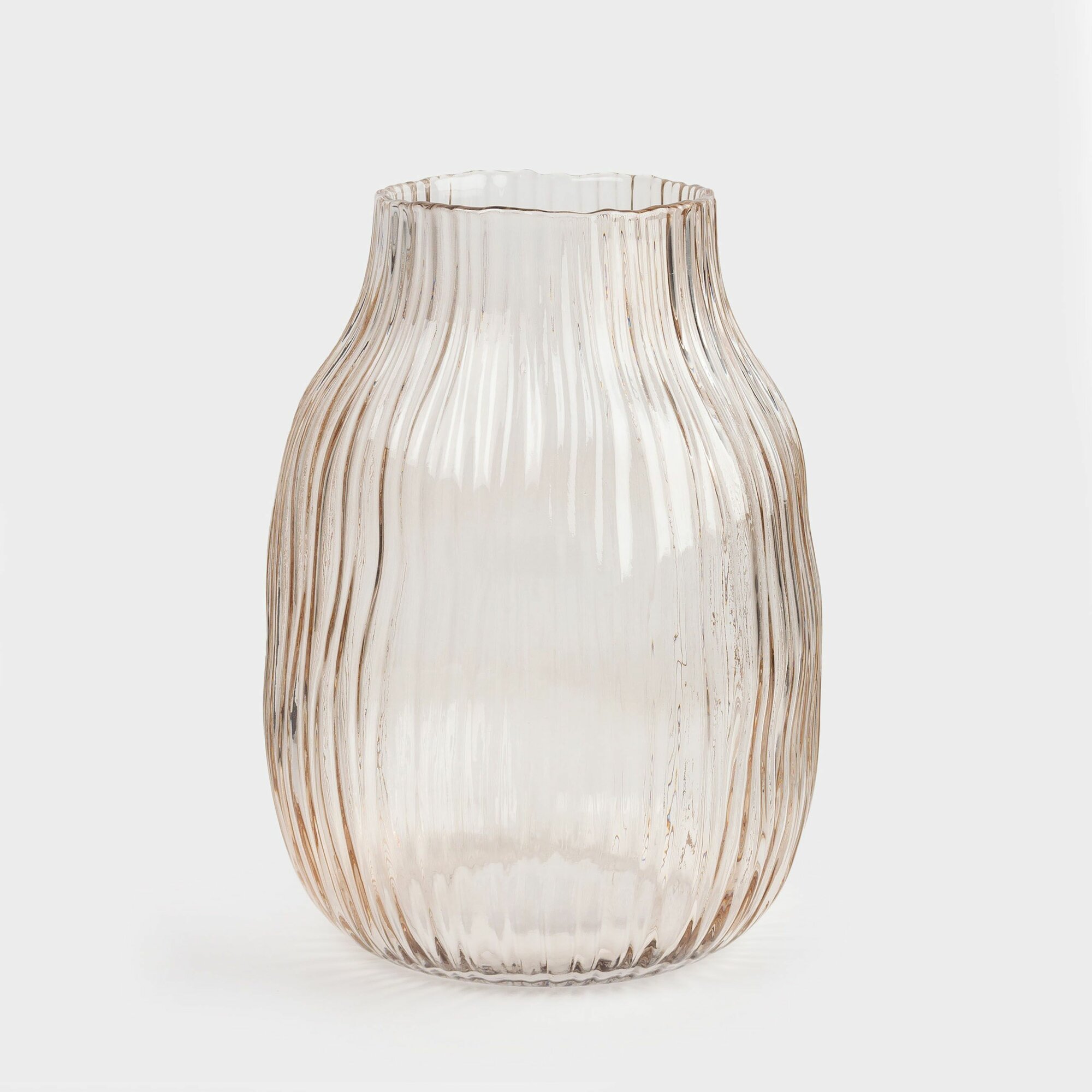 Ваза для цветов, 24 см, стекло с цветным напылением, бежевая, Stripes