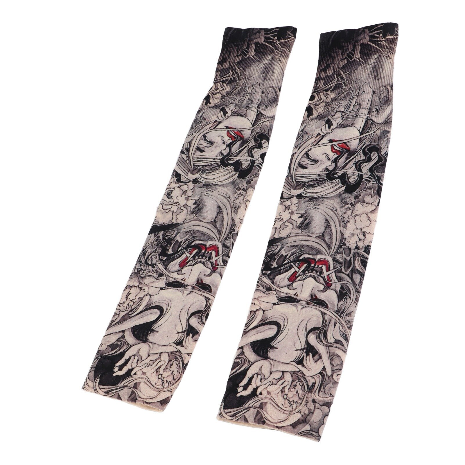 1 пара нарукавников с рисунком татуировки Ice Silk, летние, для мужчин и женщин, для езды на велосипеде, защиты от солнца