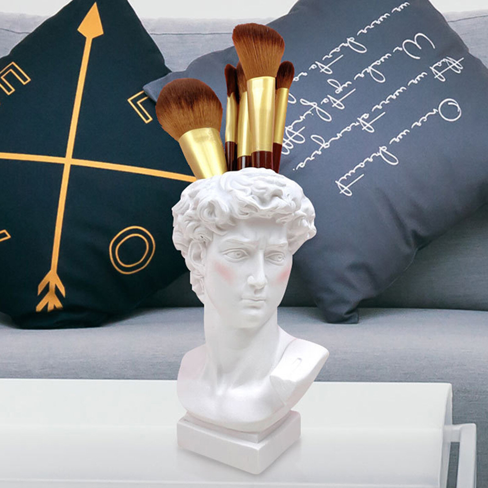 Скульптурный держатель для ручек, аккуратное хранение, декоративная настольная ваза, художественный контейнер для кистей для макияжа для спальни, офиса M