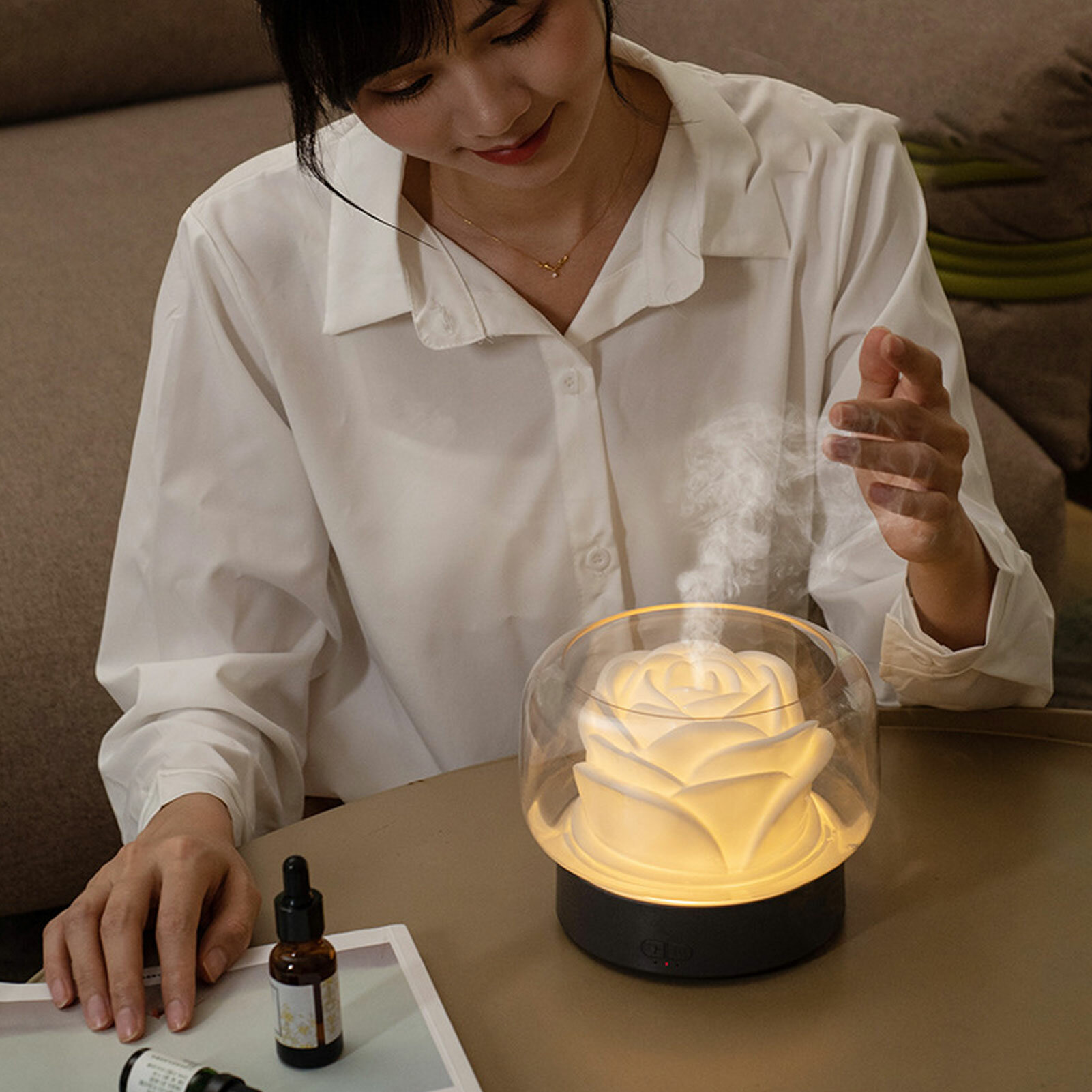 Эфирное масло диффузор увлажнитель тихий цветочный ароматерапевтический диффузор с 7 цветами ночной подсветки для дома спальни офиса