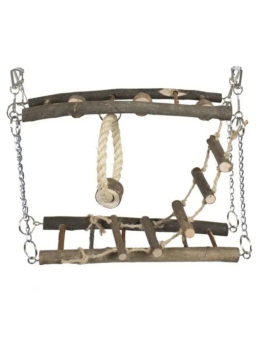 Подвесной мост для грызунов деревянный