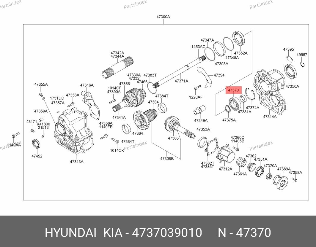 Подшипник коробки раздаточной, HYUNDAI/KIA/MOBIS 4737039010