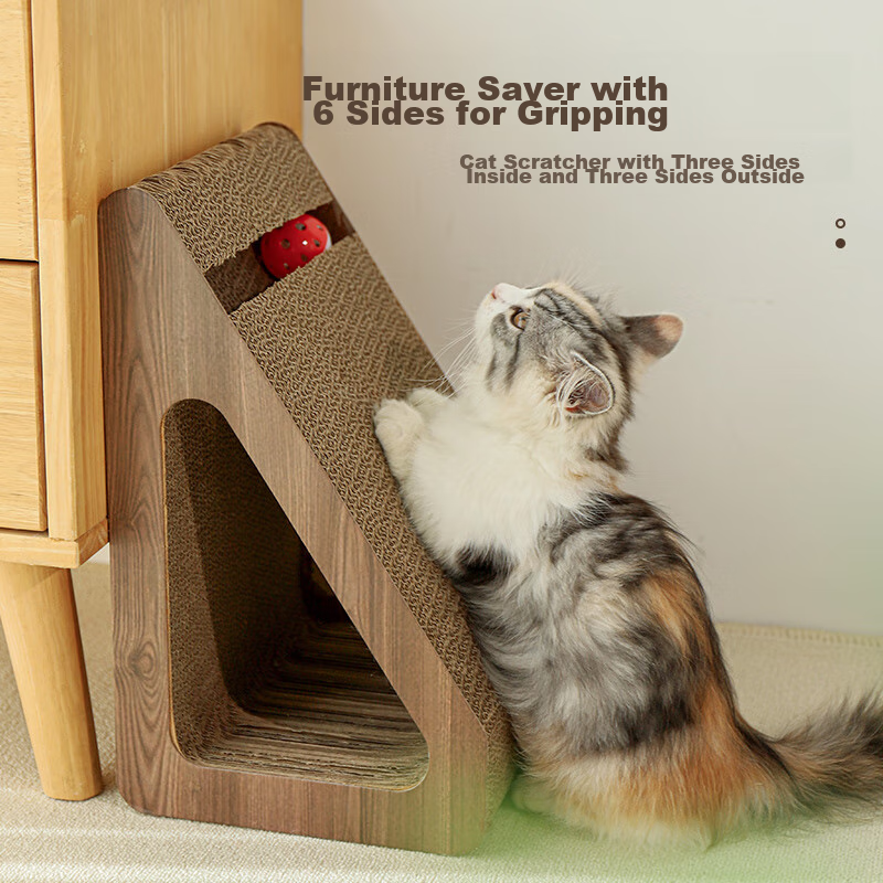 Fandu Pet House Cat Scratching Board, Large Cat Bed, Claw Scratching, Sleeping, Space-Saving, Medium-Sized Triangular Scratching Board, Cat Bed