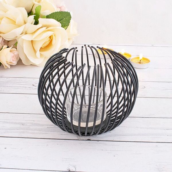 Подсвечник для свечей металл стекло12х10 см черный Элегия