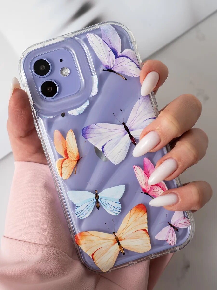 Чехол О'Кейси, для iPhone 12, 12 Pro, принт, с защитой камеры, легкий, эстетичный, желтый, розовый