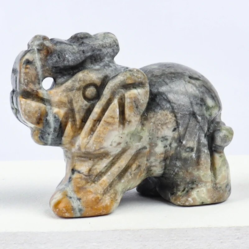 Статуэтка слона ручной работы, 1,5 дюйма, сумасшедший Агат, мини-исцеляющее животное, Хрустальная чакра фэн-шуй, домашний декор