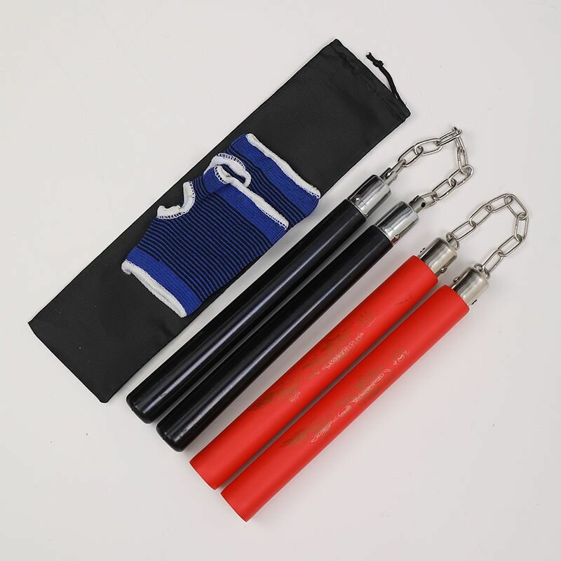 Твердые резиновые двухсекционные нунчаки Брюса Ли, практичные двухсекционные нунчаки, тренировочные двухсекционные нунчаки, нунчаки из нержавеющей стали