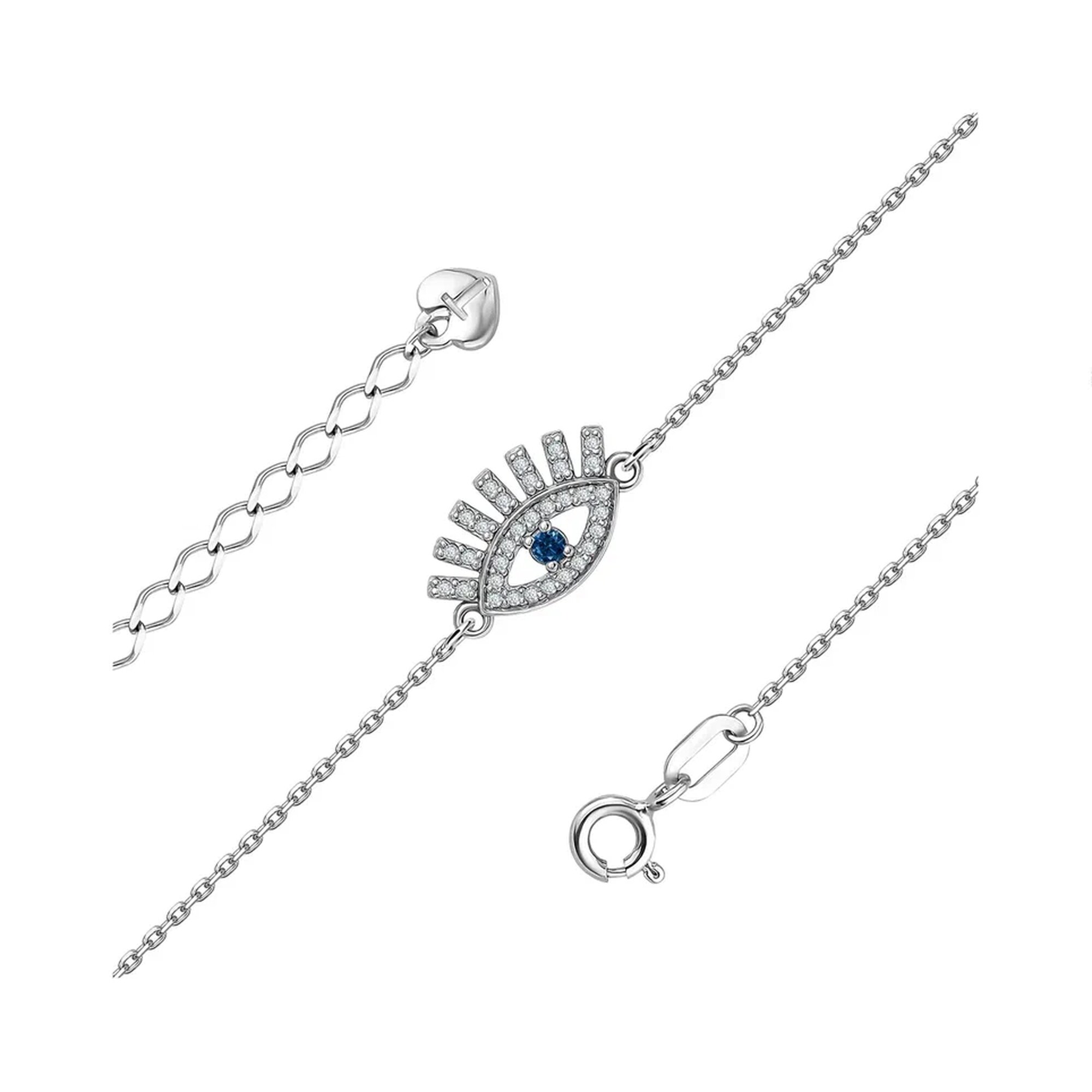 Браслет, серебро, 925 проба, родирование, фианит