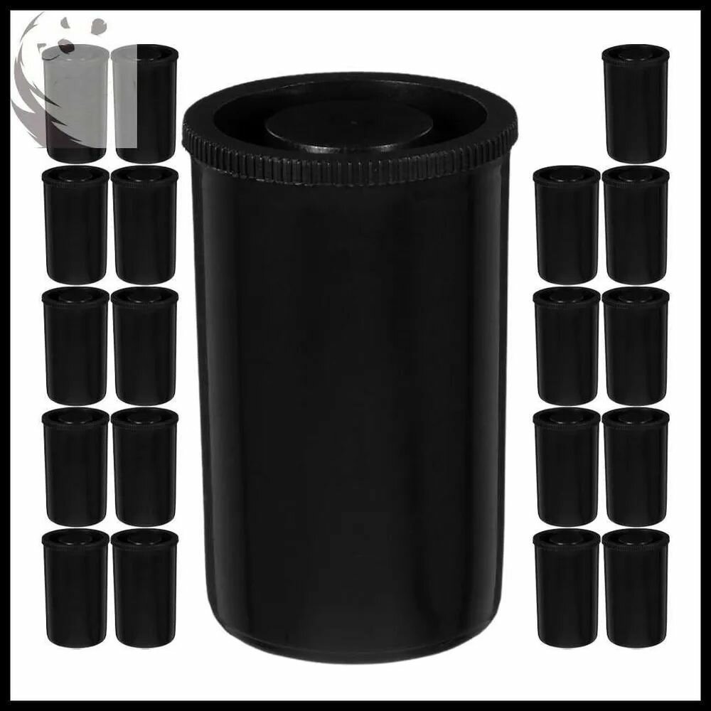 20 шт. черных держателей для пленки, пустые контейнеры для фотоаппаратов, пластиковые хранительные футляры с крышками