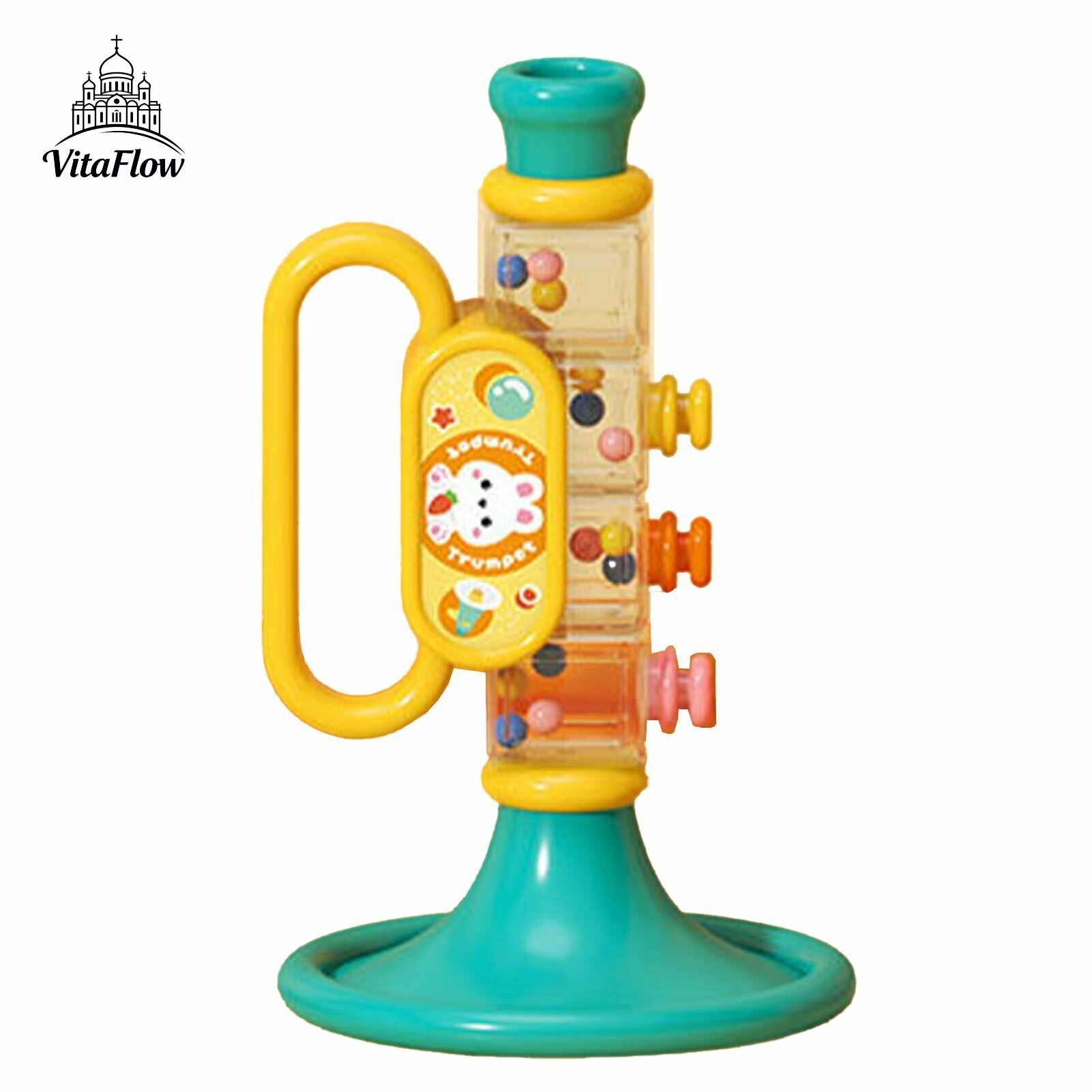 Детская игрушка-труба, милый мультяшный яркий цвет, многофункциональная детская музыкальная игрушка-труба для раннего образования, синий цвет