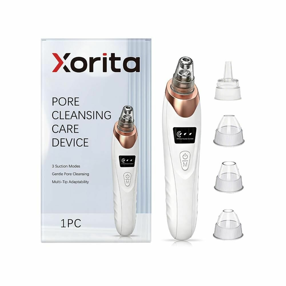 Xorita Вакуумный очиститель для чистки пор, белый, с цифровым дисплеем, 3 режима мощности