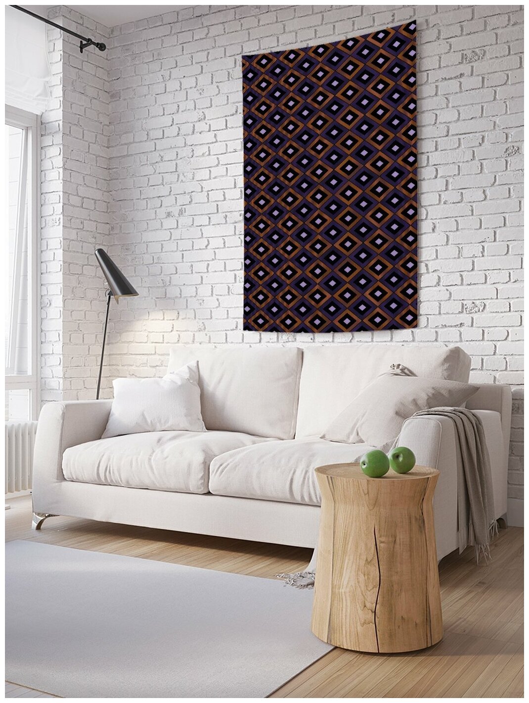 Фотопанно на стену вертикальный из ткани постер 100х150 "Текстильные ромбы", JoyArty