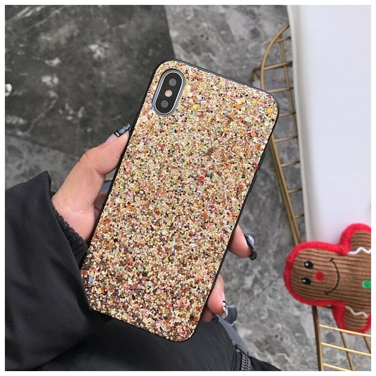 Блестящий чехол для iPhone X / XS Glitter Powder (Gold)