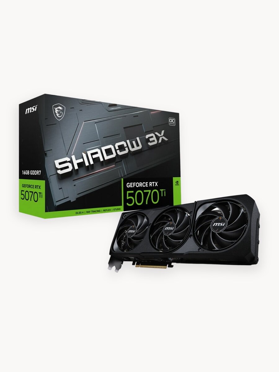 Видеокарта MSI GeForce RTX5070Ti SHADOW 3X OC 16GB GDDR7 256bit 3xDP HDMI 3FAN RTL