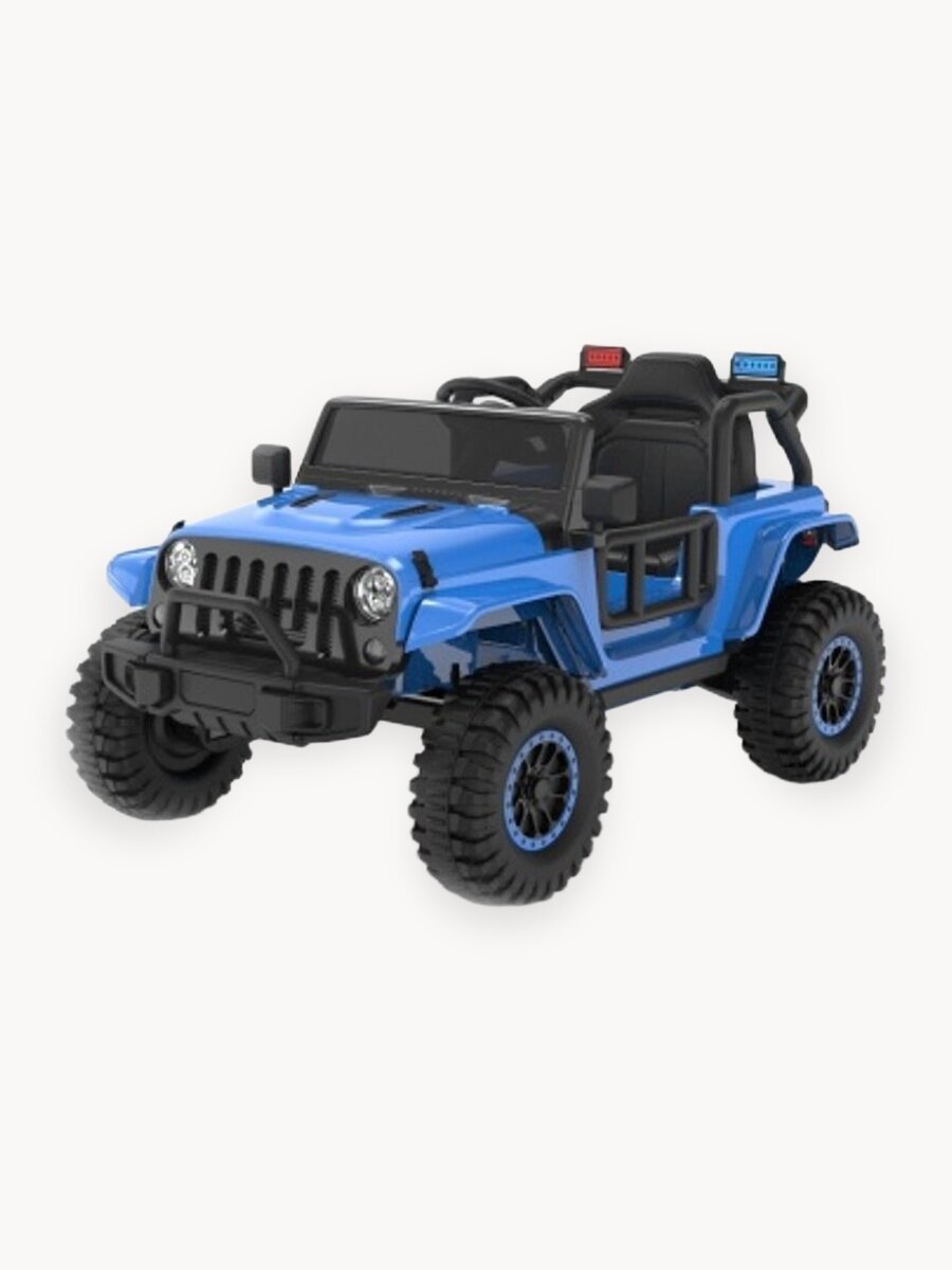 Электромобиль JEEP S605 (Синий) + полный привод + Кожаное сиденье + лопатка