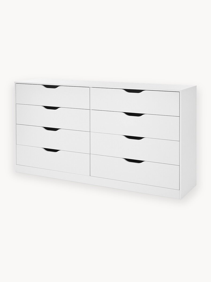 Комод 8 ящиков Нордик 180х99,1х44 см, ЛДСП, цвет белый гладкий