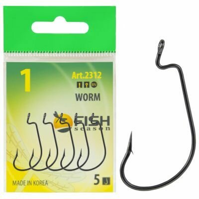 Крючки рыболовные офсетные Fish Crystal WORM 2312-F, BN # 06 (5шт)