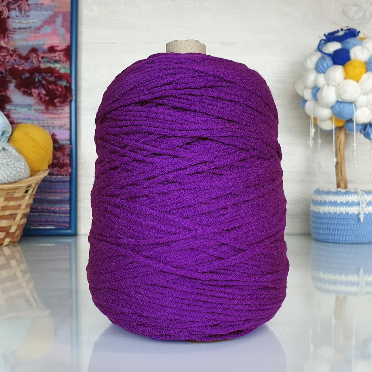 Пряжа MALIK HOBBY Соловей, тафтинг, фиолетовый - 92, 100% акрил, 1 бобина, 400 г, 400 м.