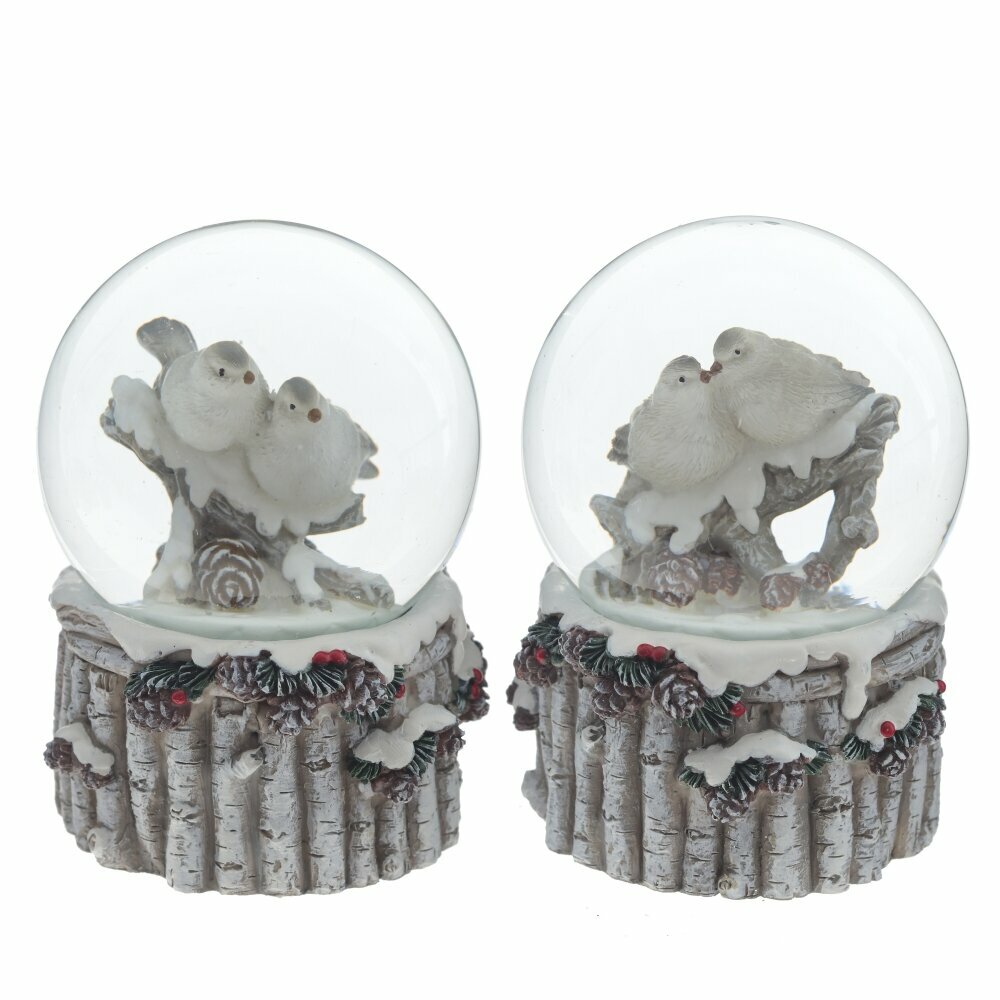 Снежный шар Птички, D 6 см, 7х7х9 см, 1шт из 2х видов KSM-794205