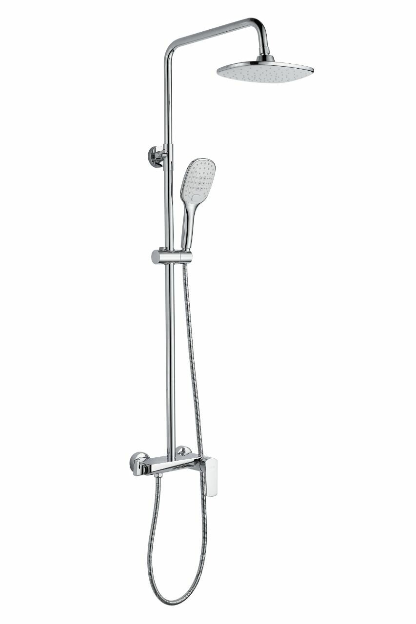 Душевая система с тропическим душем, с лейкой, излив водопад, хром, латунь