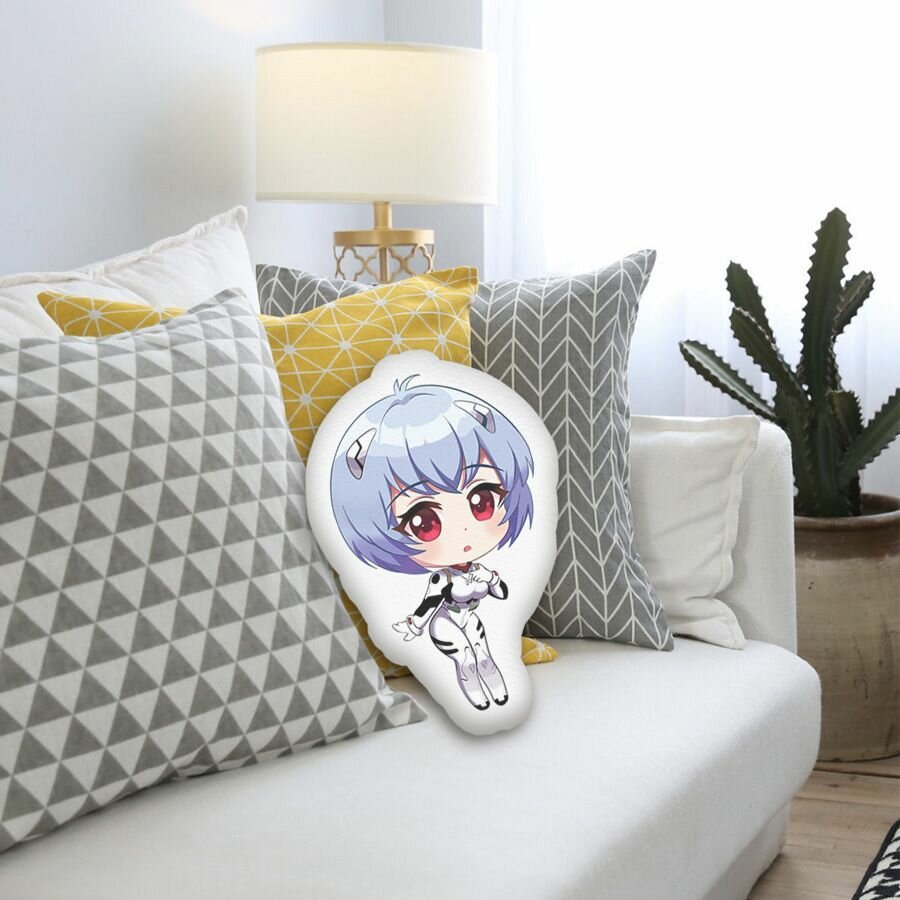 Мягкая фигурная подушка Чиби Евангелион - Аянами Рэй BCH0572 40см