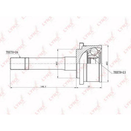 Ремкомплект шруса внешний для автомобиля Mazda, LYNXAUTO CO-5104 (1 шт.)