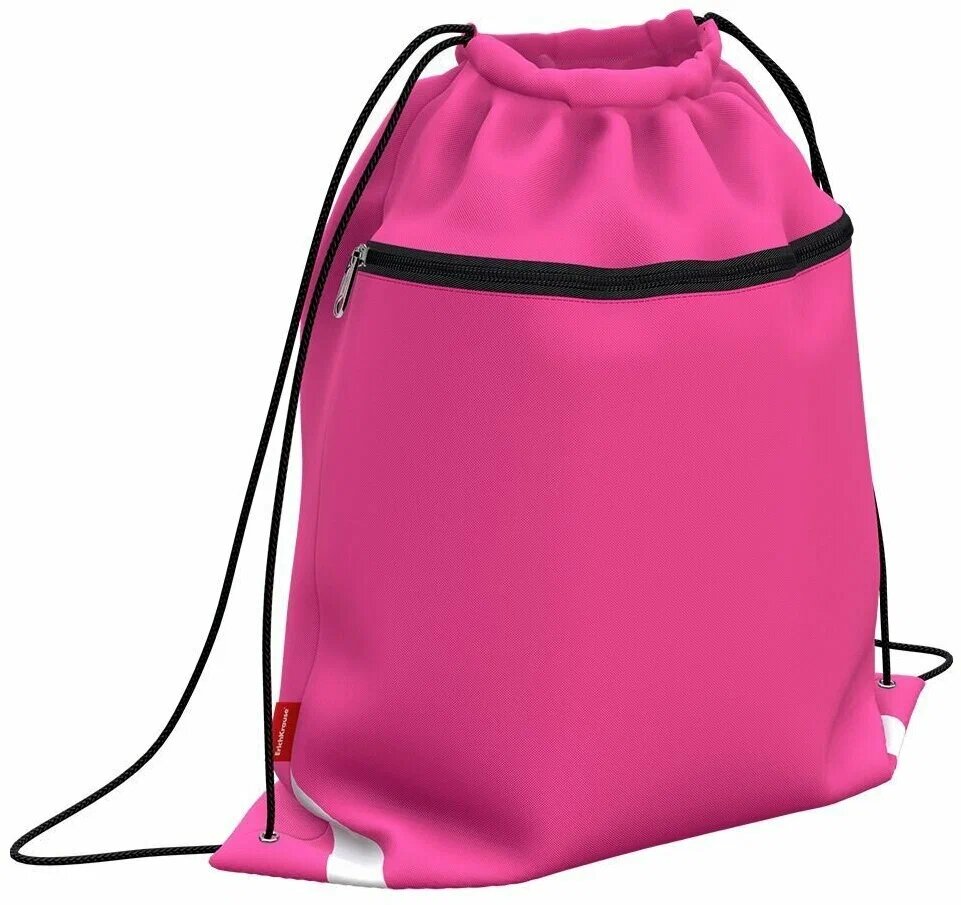 Мешок для обуви ErichKrause® с карманом на молнии 500х410мм Neon® Pink