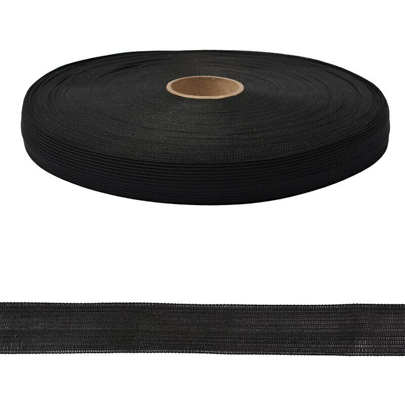 Тесьма окантовочная (лента вязаная окантовка) шир.22мм цв. черный упак.100 м