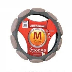 Оплётка руля Autoprofi SP-9030 D.GY (M) спонжевый поролон тёмно-серый M
