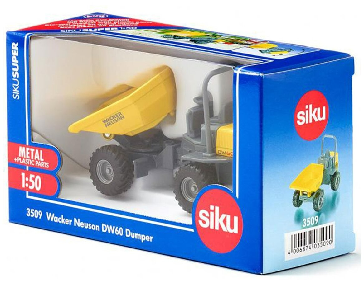 Самосвал Siku Wacker Neuson DW60, 3509 1:50, 10.6 см, серый/желтый