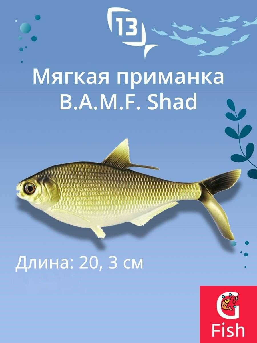 Мягкая приманка 13 FISHING B.A.M.F. Shad 8"/ Gold Retriver (1шт./уп.)