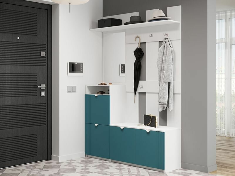 Прихожая в коридор "Санторини 3" 135х200х35 Аквамарин