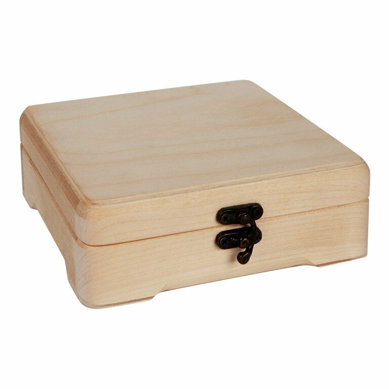 Шкатулка заготовка 15*15*5 из массива березы для рукоделия под декупаж роспись