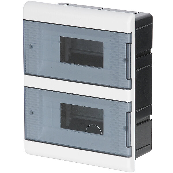 Бокс 68118 белый встраиваемый на 18 модуля с клеммником прозрачная дверь IP40 Рувинил