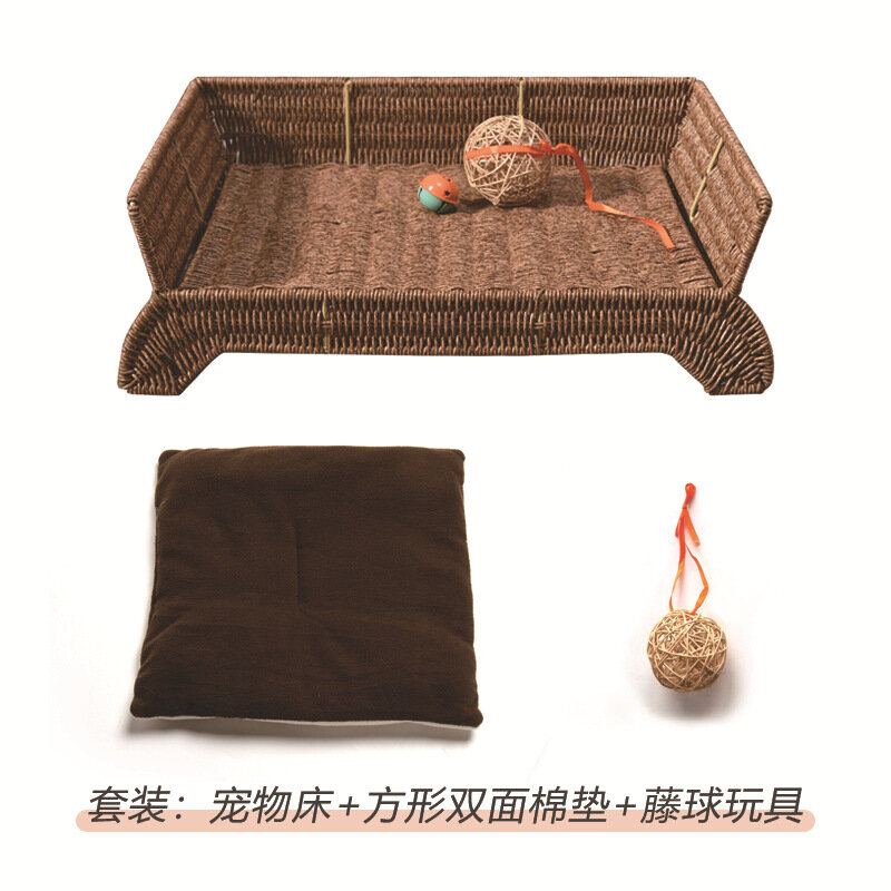 Кровать для кошек Ротанг Кошачье гнездо Влагостойкая кровать для домашних животных Охрана окружающей среды Дом Four