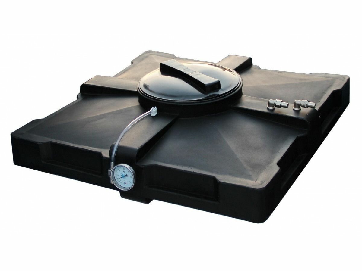 Бак для душа 150 л с подогревом, улучшенной комплектации, квадратный, черный