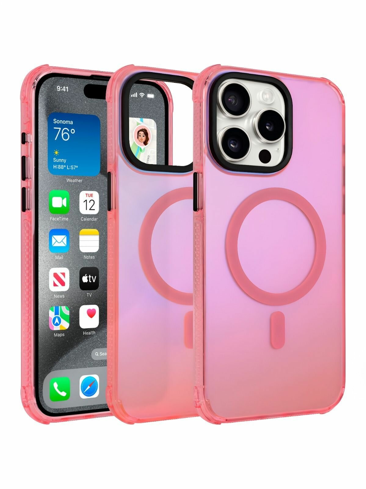 Чехол накладка iPhone 15 Pro Max 6.7" Gurdini Asty Series with Magsafe Pink