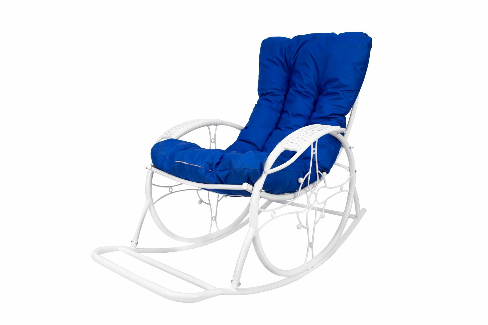 Кресло-качалка люкс белое, синяя
