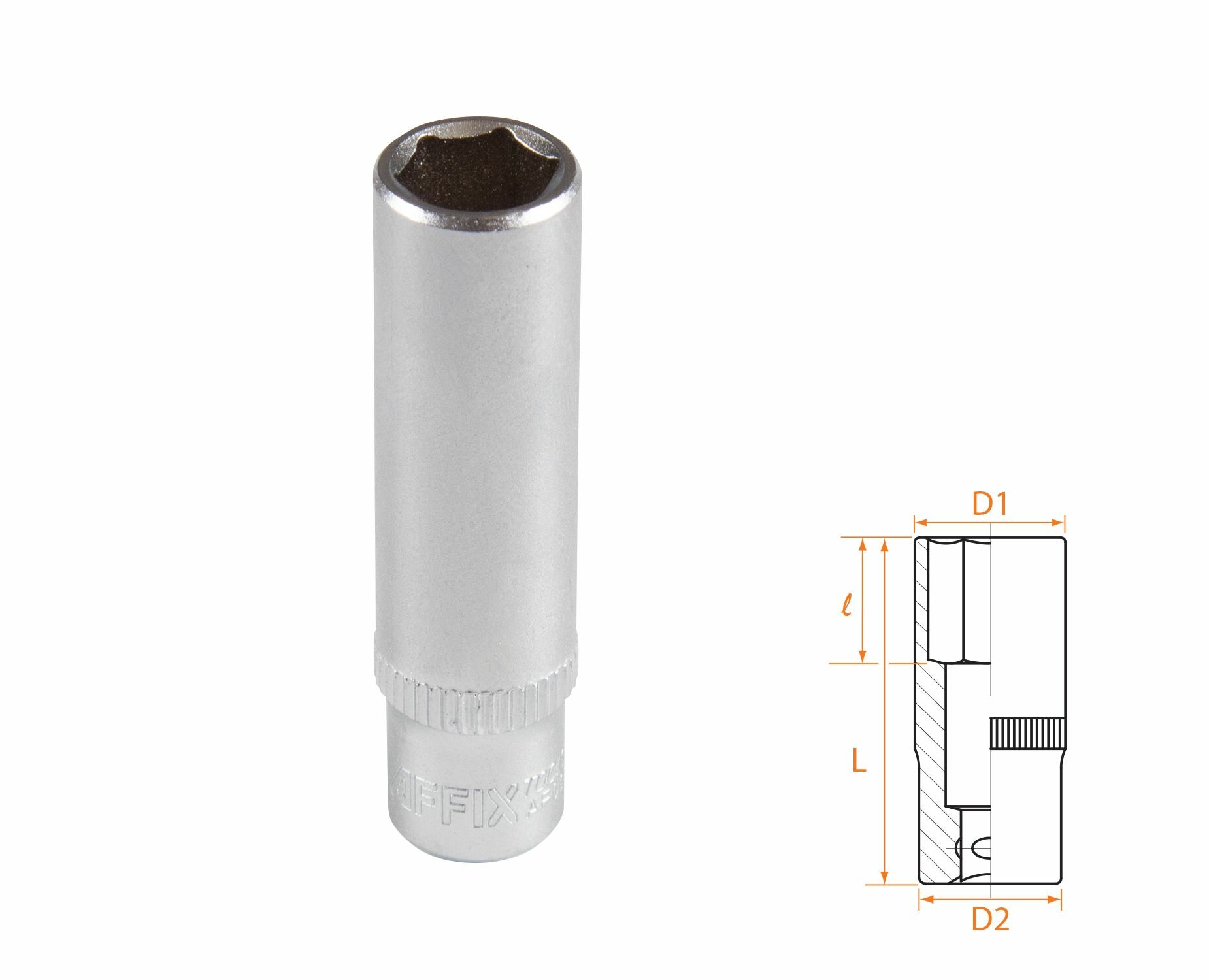 AFFIX Головка торцевая глубокая шестигранная 1/4", 09 мм AF00120009