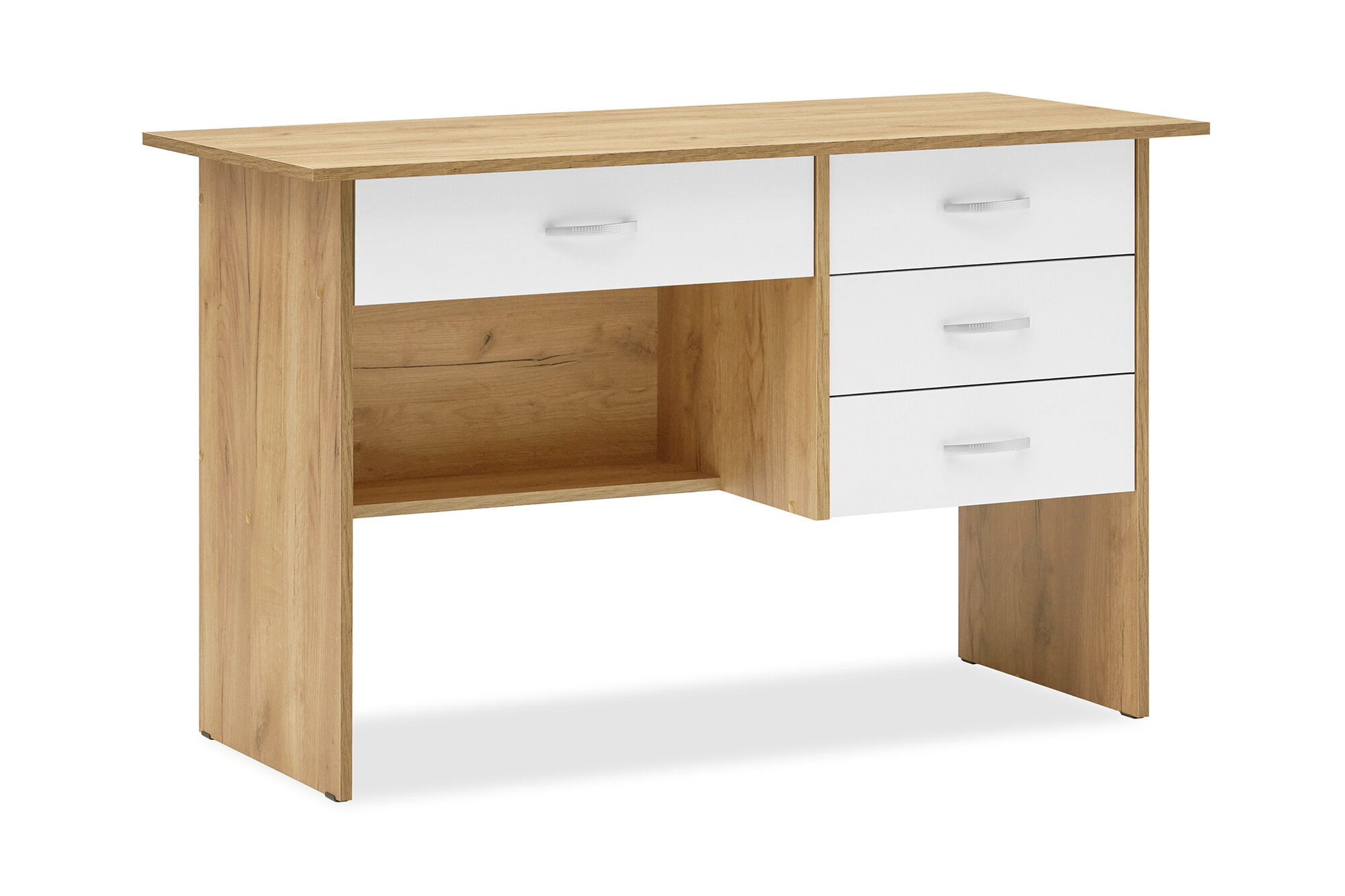 Стол письменный Нонтон Сити, 120x59x75 см, 4 ящика, дуб крафт золото / белый