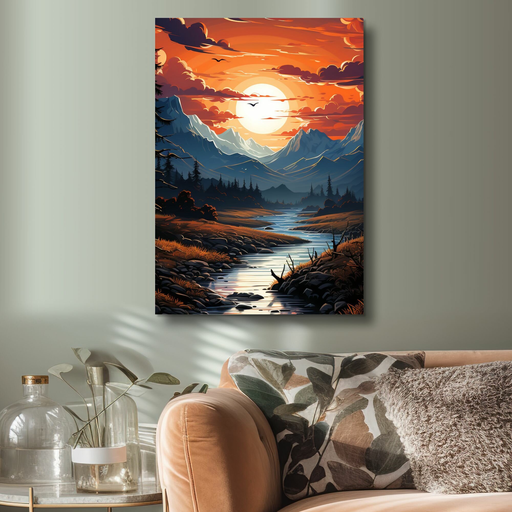 Картина на стену "Пылающий закат" 50х70см 1шт.