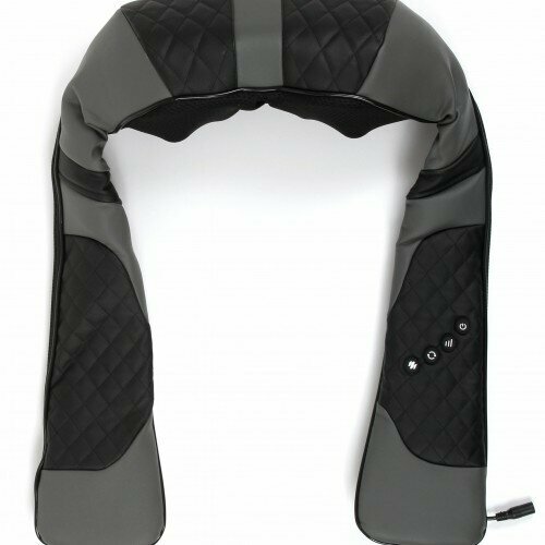 Роликовый массажер для шеи и плеч с ИК-прогревом черно-серый
