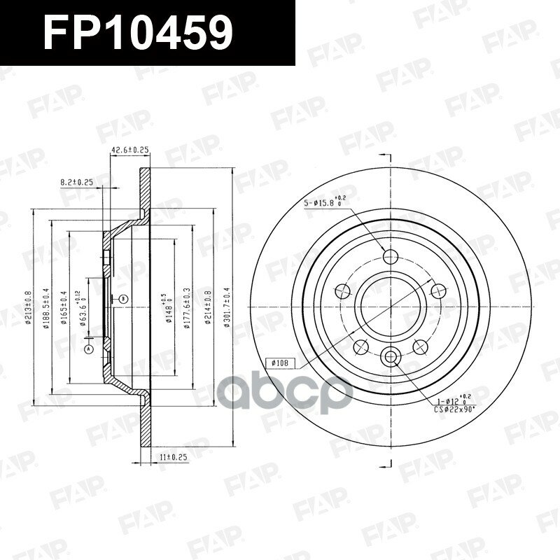 Тормозной диск с покрытием GEOMET FORD Galaxy 2.2L 2010.11-2015.06 FAP арт. fp10459