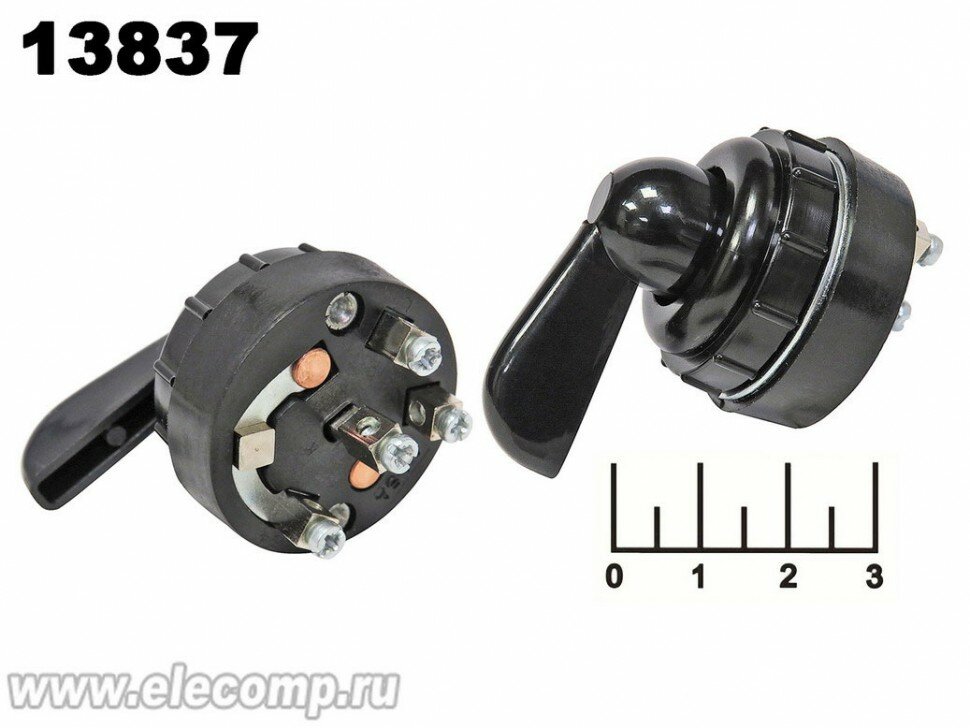 Выключатель поворотный 3 положения LED зеленый (12V) (11-011)