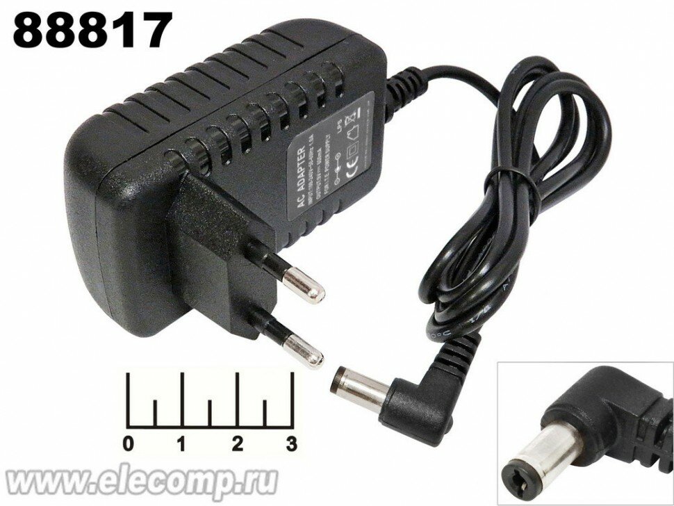 Блок питания 9V 0.6A AC-N348-A2 импульсный (5.5*2.5) (угол)